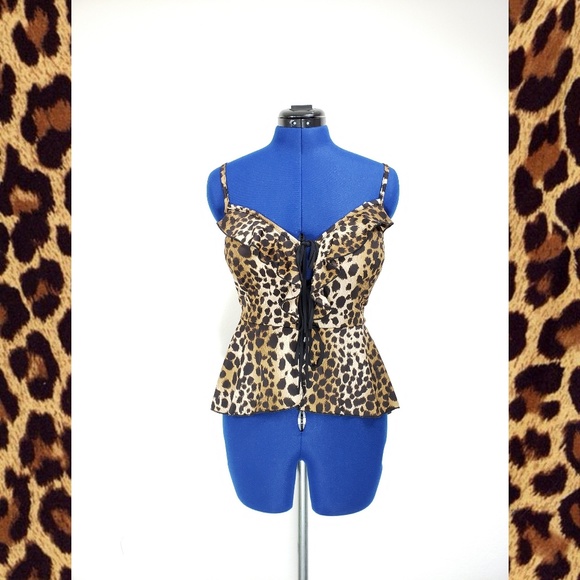 Cheeky | Tops | New Sexy Leopard Print Lace Front Spaghetti Strap ...